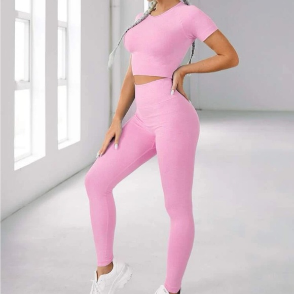 SHEIN | Pants & Jumpsuits | Shein Seamless High Stretch Pink Workout ...